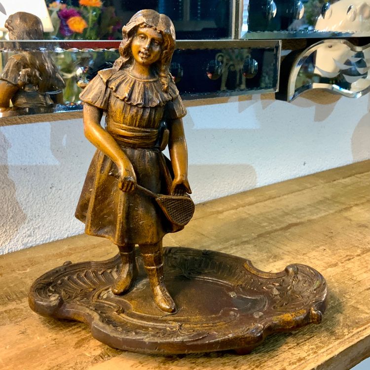 JUGENDSTIL SKULPTUR MEDCHEN MIT ABLAGE ZINKGUSS FRANCE,1900 | Kaufen ...