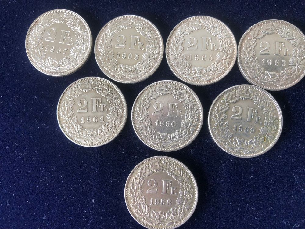 8 x 2 Franken Silber 1958 -1967 | Kaufen auf Ricardo