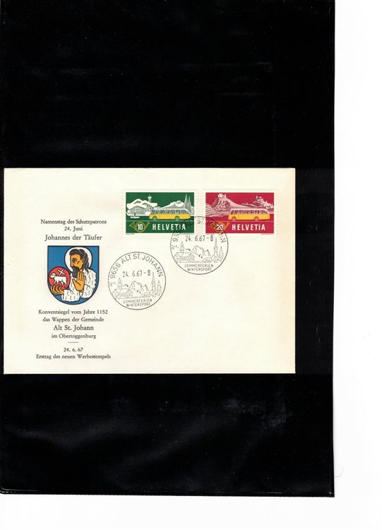 1967 FDC Sonderbrief Alt St. Johann (Gebraucht) in Oberwil (Dägerlen ...