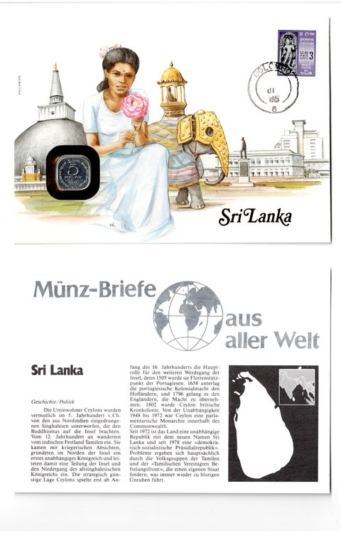 Sri Lanka_1985_Münzbrief mit Beschreibung (Gebraucht) in Hombrechtikon für CHF 1 – mit Lieferung ...