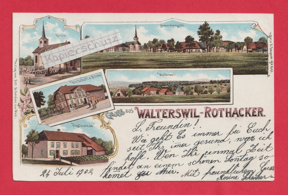 Gruss aus Walterswil-Rothacker (SO) 5-Bild Farb-Litho "Post" (Gebraucht ...