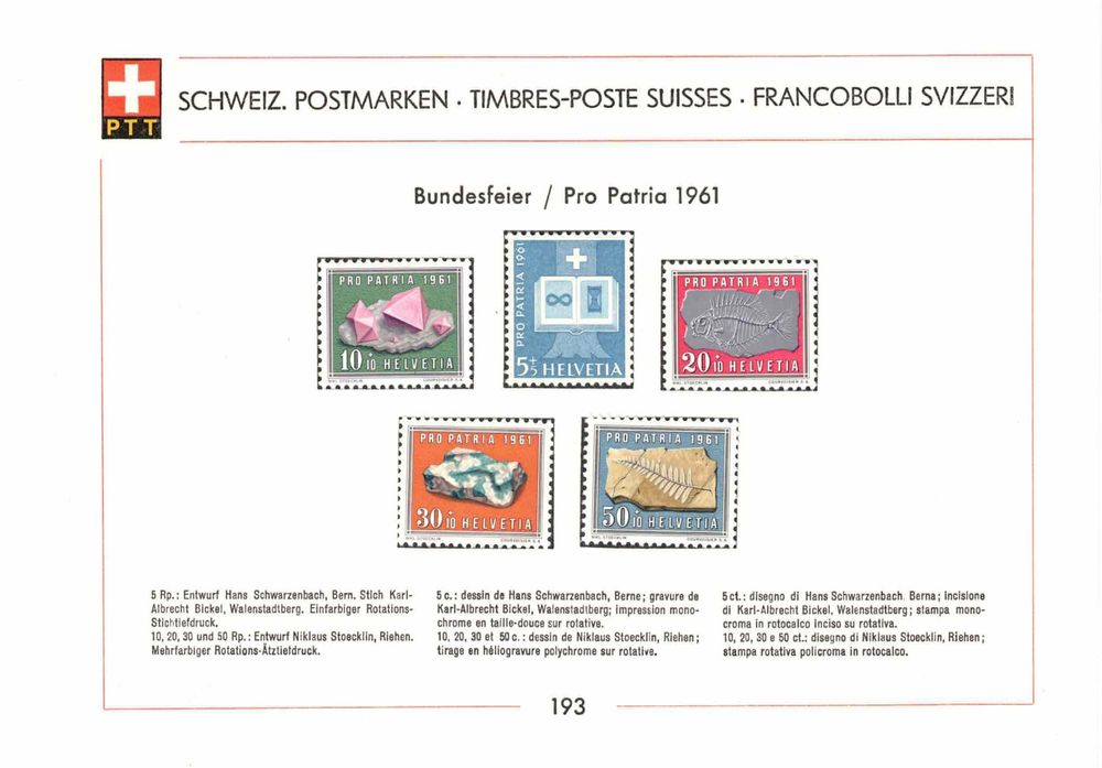 Sammelblatt Pro Patria 1961 ungestempelt | Kaufen auf Ricardo