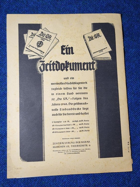 Die SA. Zeitschrift der Sturmabteilungen der NSDAP (Gebraucht) in Basel ...