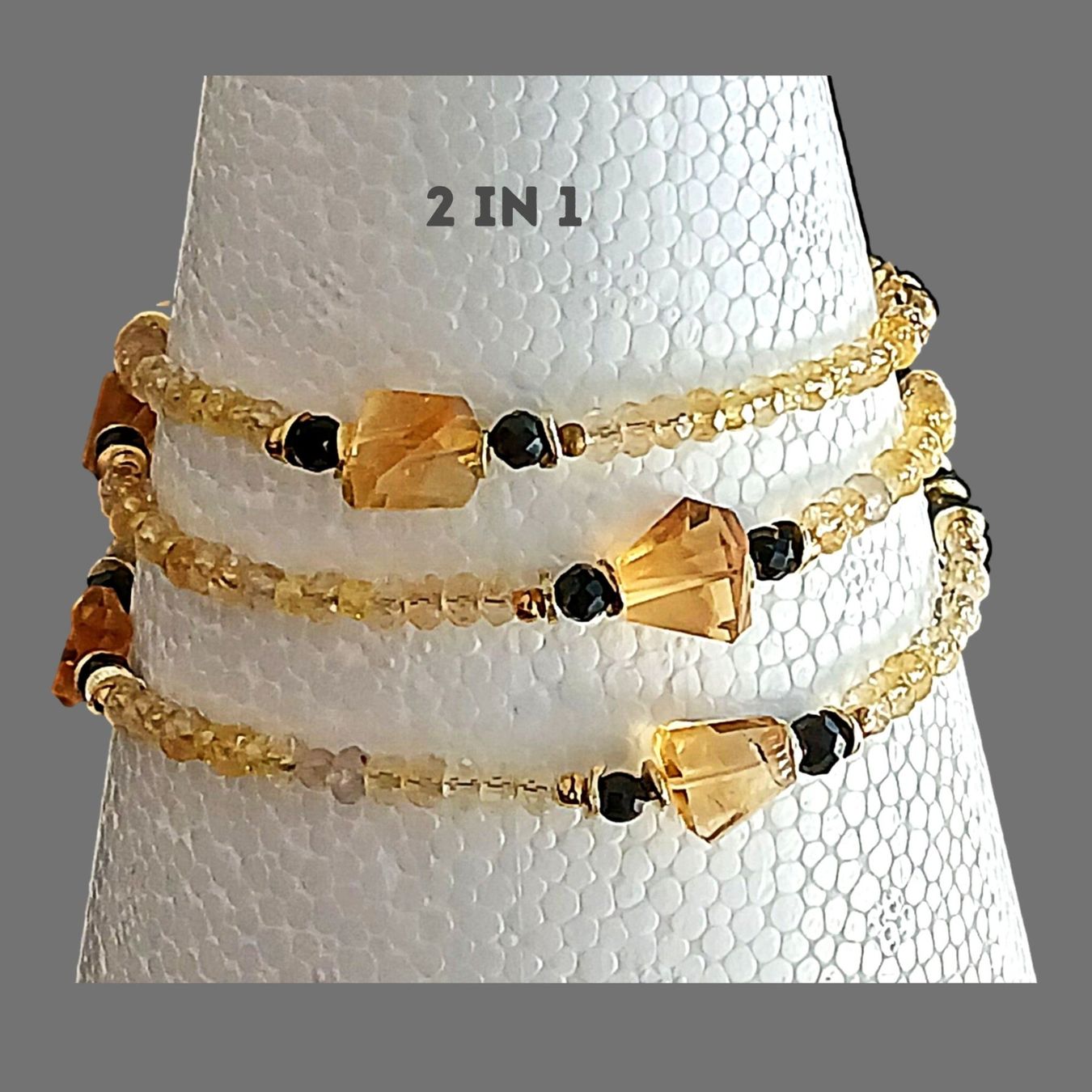 Citrin - Halskette oder Armband - 2in1 - Spinell - Unikat (Neu (gemäss ...