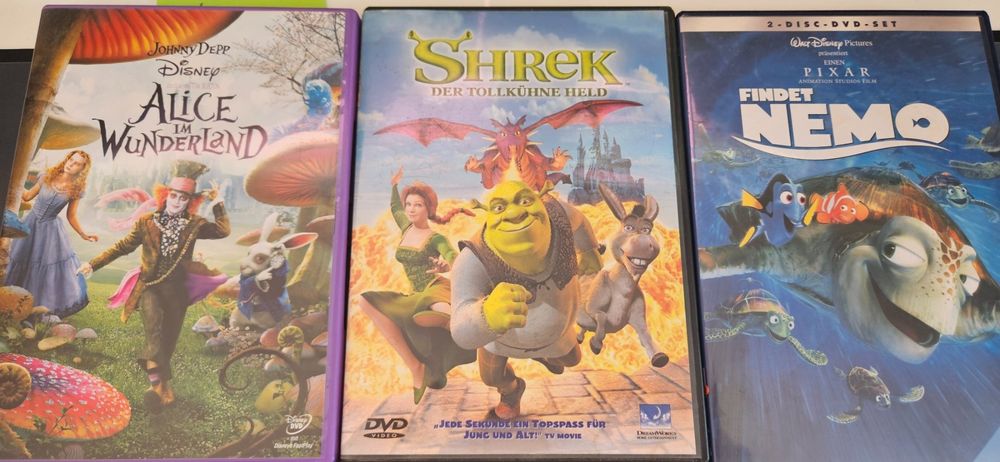 6 x Kinder DVD's Shrek, Nemo, Alice, Chicken Run, Ice Age, B (Gebraucht ...