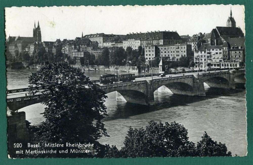 Basel, Mittlere Rheinbrücke, Martinskirche und Münster, 1941 (Gebraucht) in Sargans für CHF 1 ...