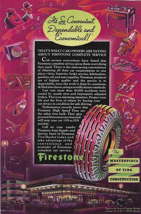 Firestone Reifen - Alte Werbung / Ancienne publicité 1936 (Gebraucht ...