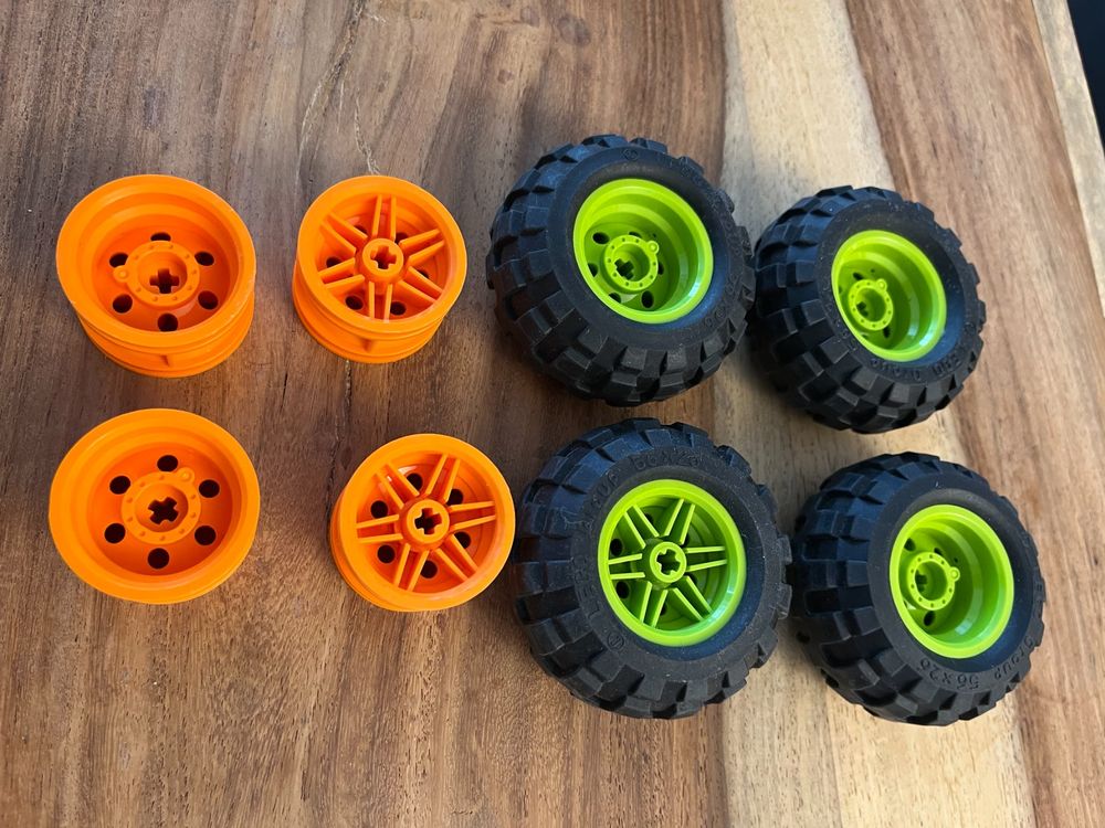 Lego Technik 4 Räder grünen Felgen und 4 Felgen orange LotF | Kaufen ...