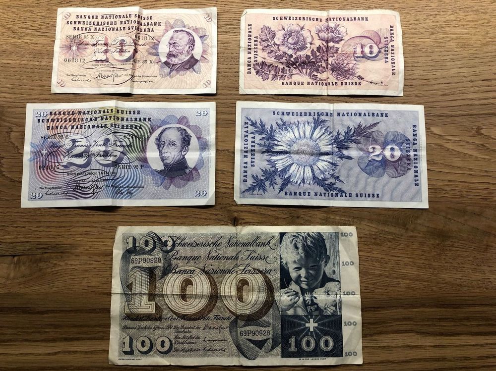 Alte Schweizer Banknoten 10.-/20.-/100.- (Gebraucht) in Gstaad für CHF ...