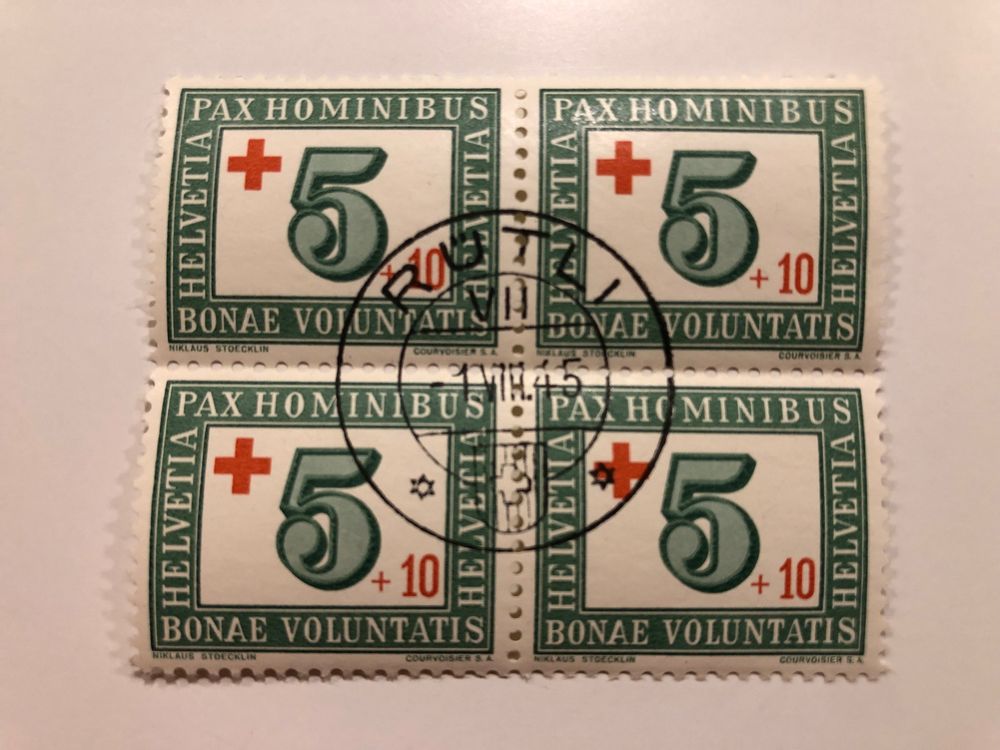 Rotkreuz Viererblock Stempel RÜTLI 1.8.1945 (Gebraucht) in Lufingen für CHF 1 – mit Lieferung ...