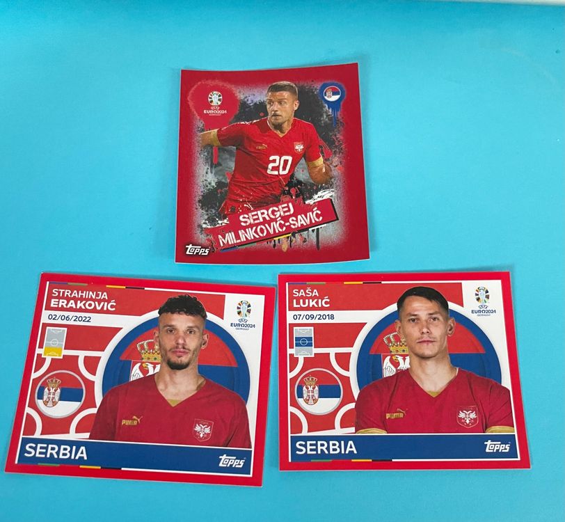 Topps Euro 2024 Sticker Serbien 3x - SRB 3, SRB 9, SRB 13 (Gebraucht ...
