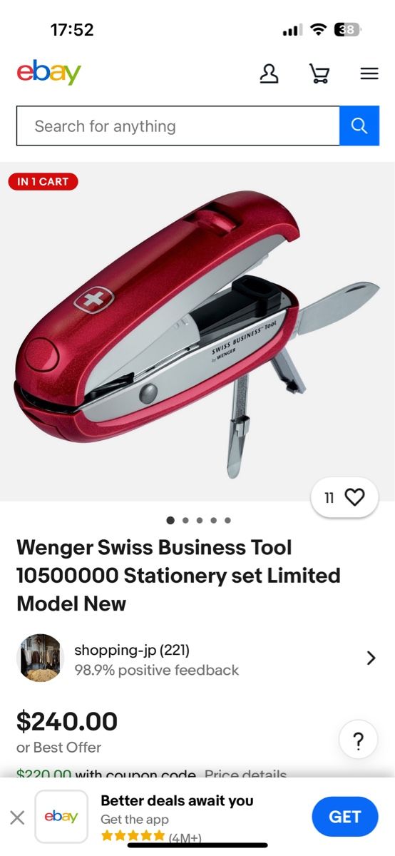 Wenger Swiss Business Tool ARSB Couteau et Agrafeuse! (Neuf (Voir ...