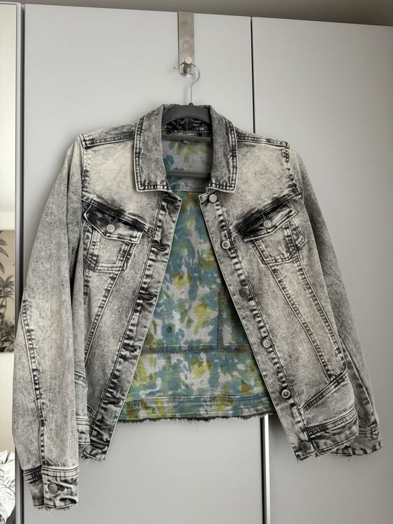 Gina Laura Jeansjacke Grau Gr.40, Innenmuster, Top Zustand! (Neu ...