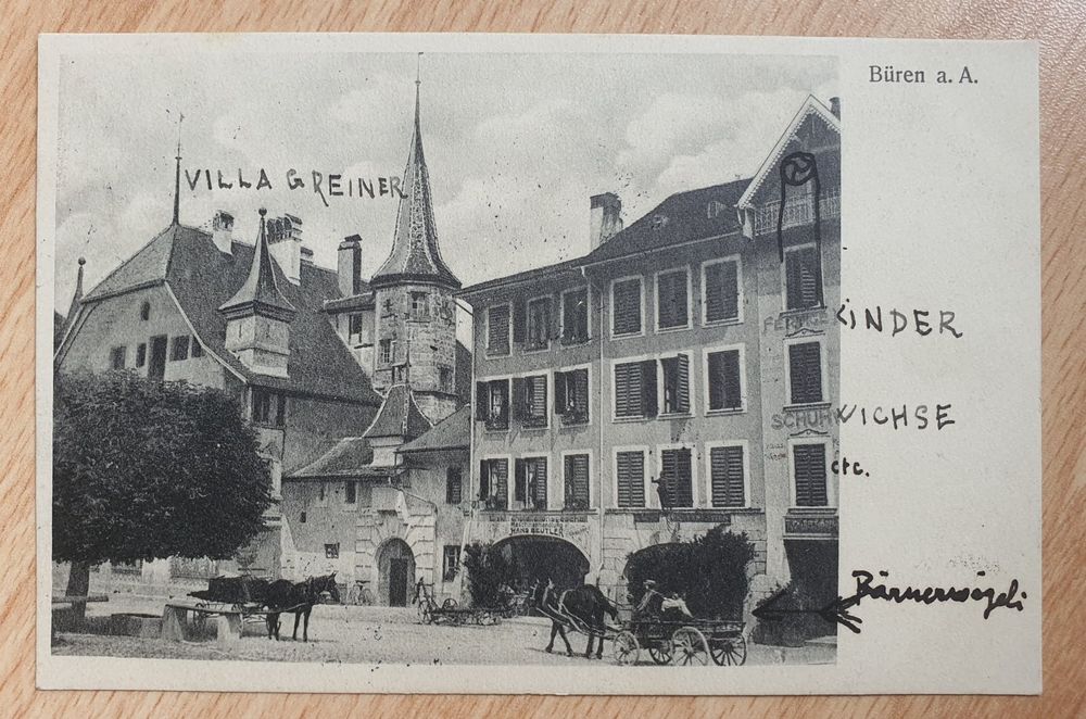 AK Büren a.A. BE Hauptgasse Schloss Pferdefuhrwerk gel.1914 (Gebraucht) in Rheinfelden für CHF 5 ...