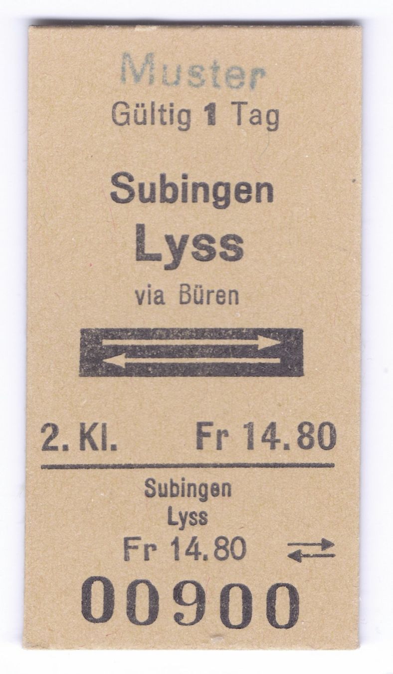 Billette Subingen – Lyss via Büren (Muster) (Gebraucht) in Langenthal ...