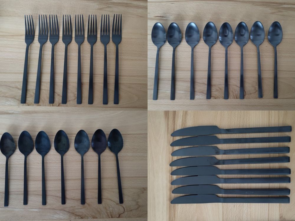 ️31-TLG. CROFTON BESTECKSET, SCHWARZ MATT (Neu (gemäss Beschreibung ...