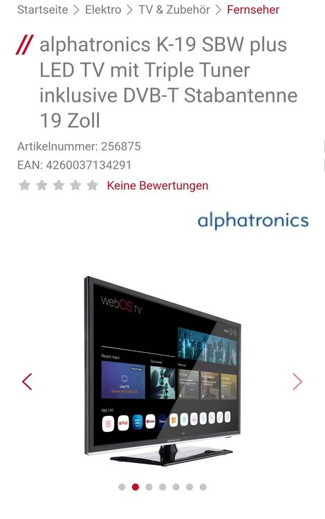 Alphatronics Camping TV Neu (Neu und originalverpackt) in für CHF 120 ...
