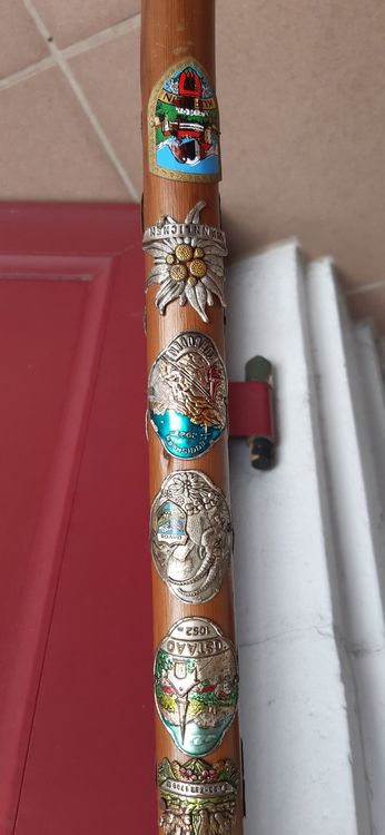 antiker Wanderstock mit 22 Plaketten (Vintage Stocknägel) (Gebraucht) in Basel für CHF 35 – mit ...