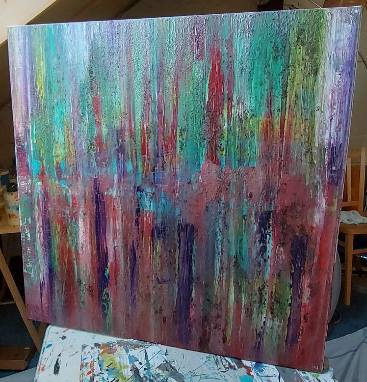 Gemälde Abstrakte Farbig von mir selbstgemalt 80×80 | Kaufen auf Ricardo