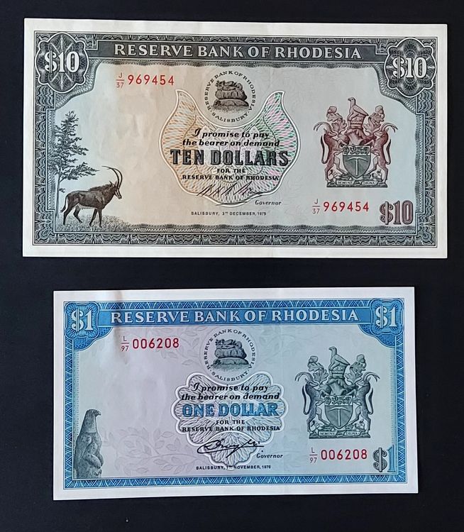 Rhodesie Rhodesia lot 1, 10 dollars 1975-76 (Gebraucht) in Yens für CHF ...