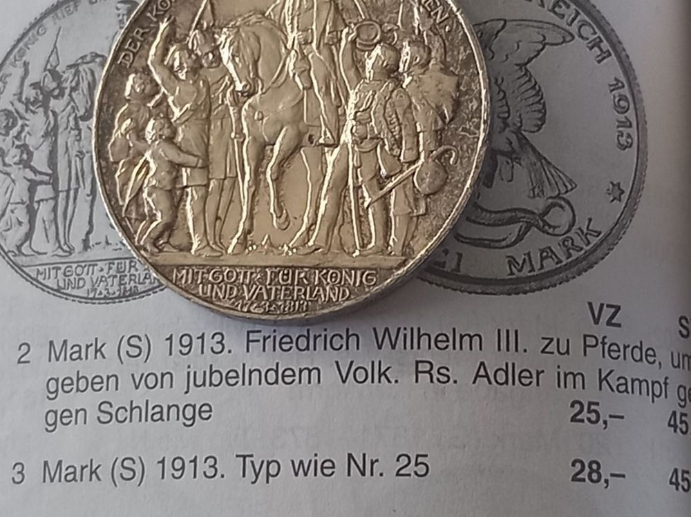 2 MARK 1913 SILBER DEUTSCHES REICH Befreiungskriege | Kaufen auf Ricardo