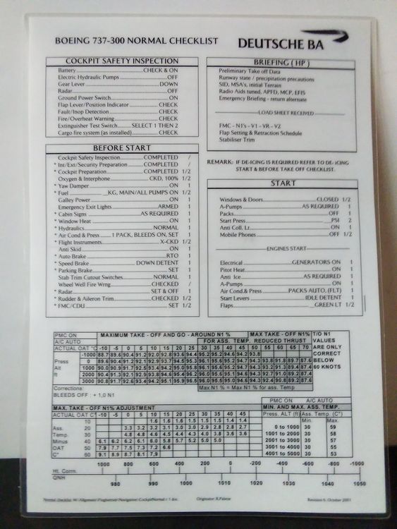 NORMAL CHECKLIST BOEING 737 DEUTSCHE BA (Neu (gemäss Beschreibung)) in ...