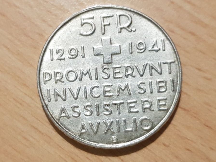 5Fr. Gedenkmünze 1291-1941 Silber (Bundesfeier) (Gebraucht) in Münchenstein für CHF 19 – mit ...