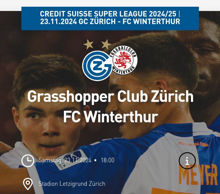 GCZ - FC Winterthur, 2 Sitzplätze (Sektor A), 23.11.2024, (Neu (gemäss Beschreibung)) in ...