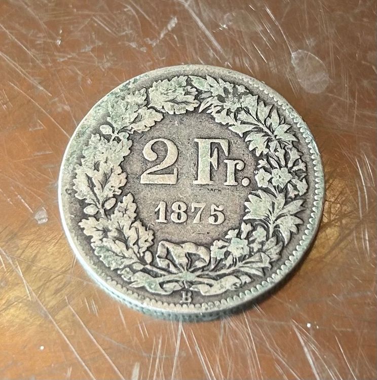 Sehr seltene Silbermünze 2 Franken 1875 B - CH Helvetia (Gebraucht) in Birmensdorf ZH für CHF 28 ...