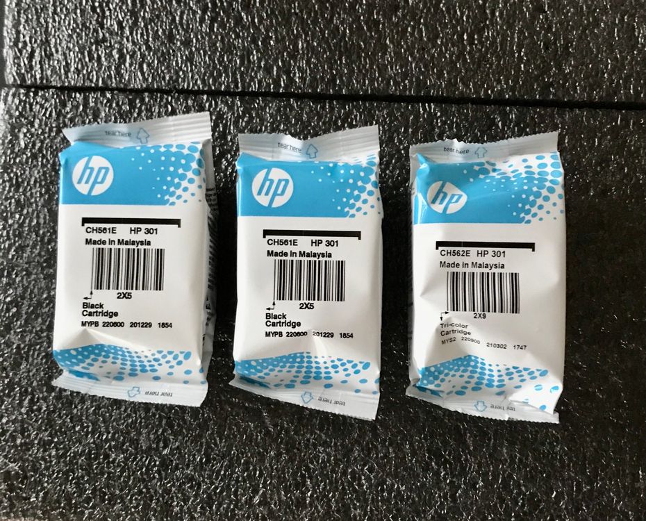 HP Tintenpatronen 2 Stück: 301 schwarz; 1 Stück 301 farbig | Kaufen auf ...
