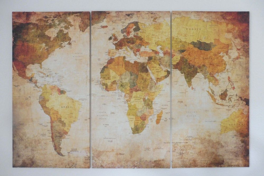 3-teiliges Bild Weltkarte Vintage (Gebraucht) in Glattpark(Opfikon) für CHF 10 – mit Lieferung ...