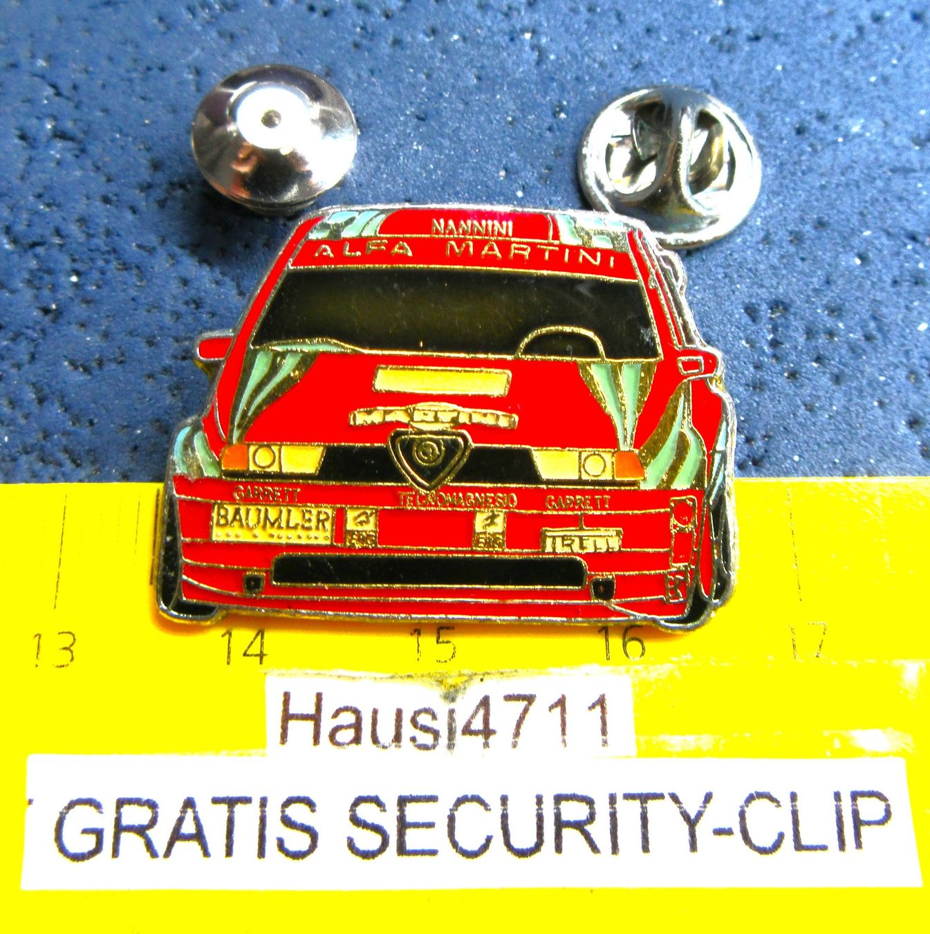 ALFA ROMEO MARTINI RACING-CAR PIN GLASIERT MIT SECURITY-CLIP (Gebraucht ...