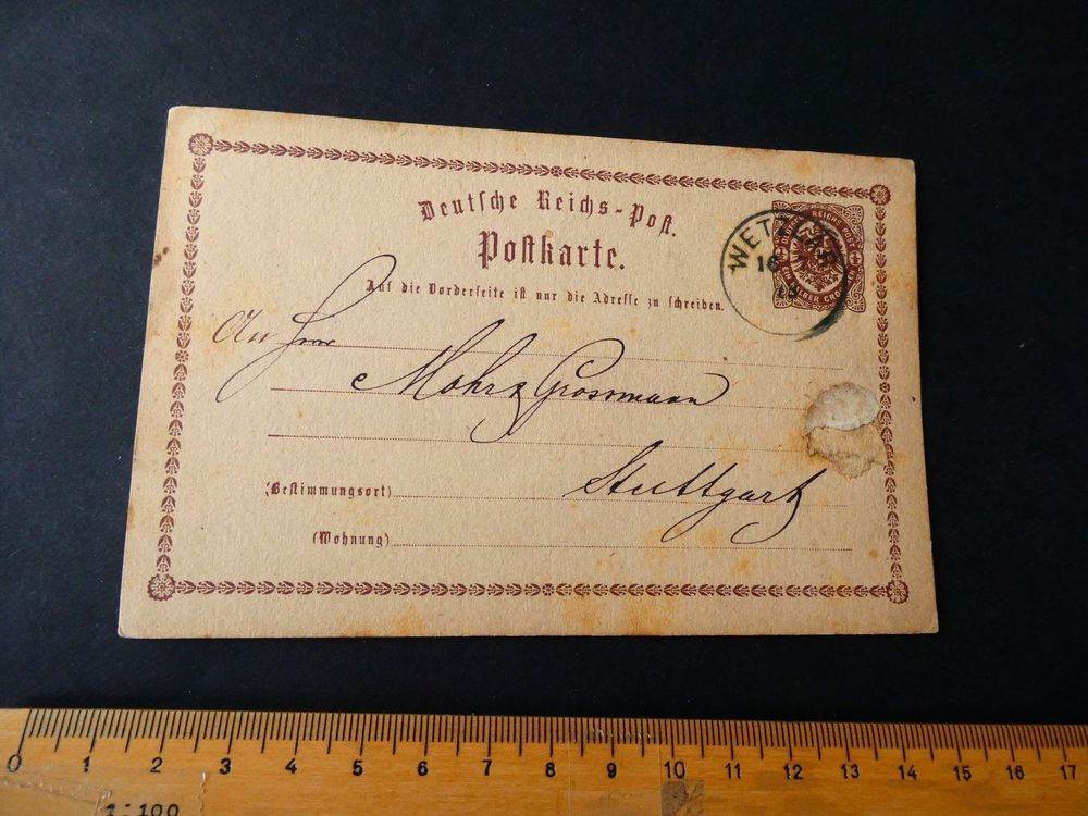 Deutsche Reichspost, Postkarte 1879 WETZLAR 1/2 Groschen (Gebraucht) in ...
