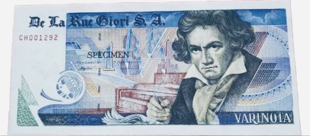 Schweiz 1-Franken Note, Varino, SPECIMEN, Beethoven! (Gebraucht) in ...