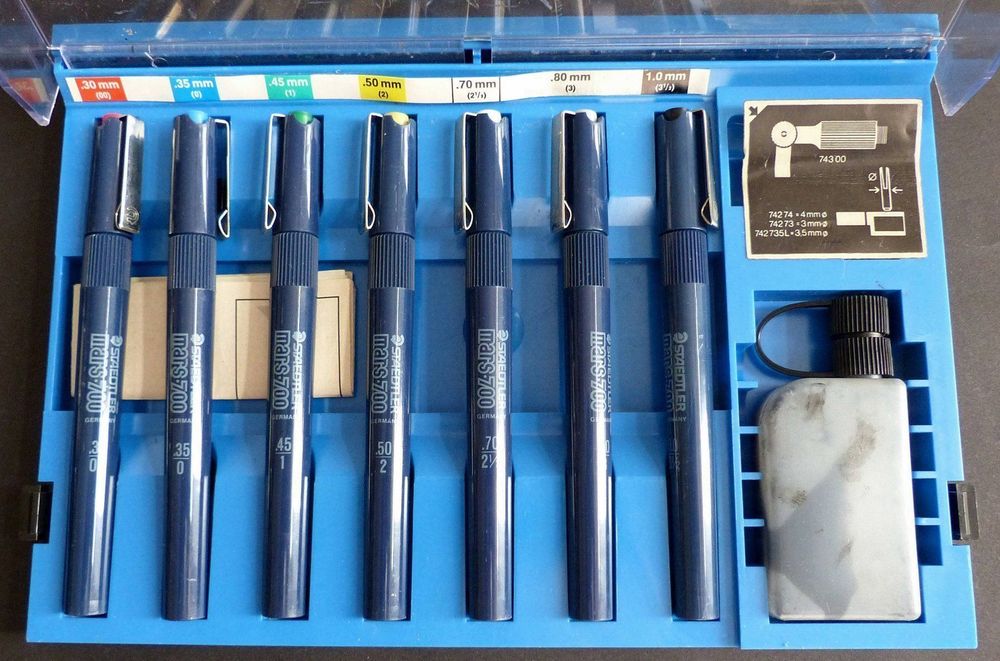 STAEDTLER Mars 700 SET 7 RAPIDGRAPH TECHNICAL DRAWING PENS (Gebraucht ...