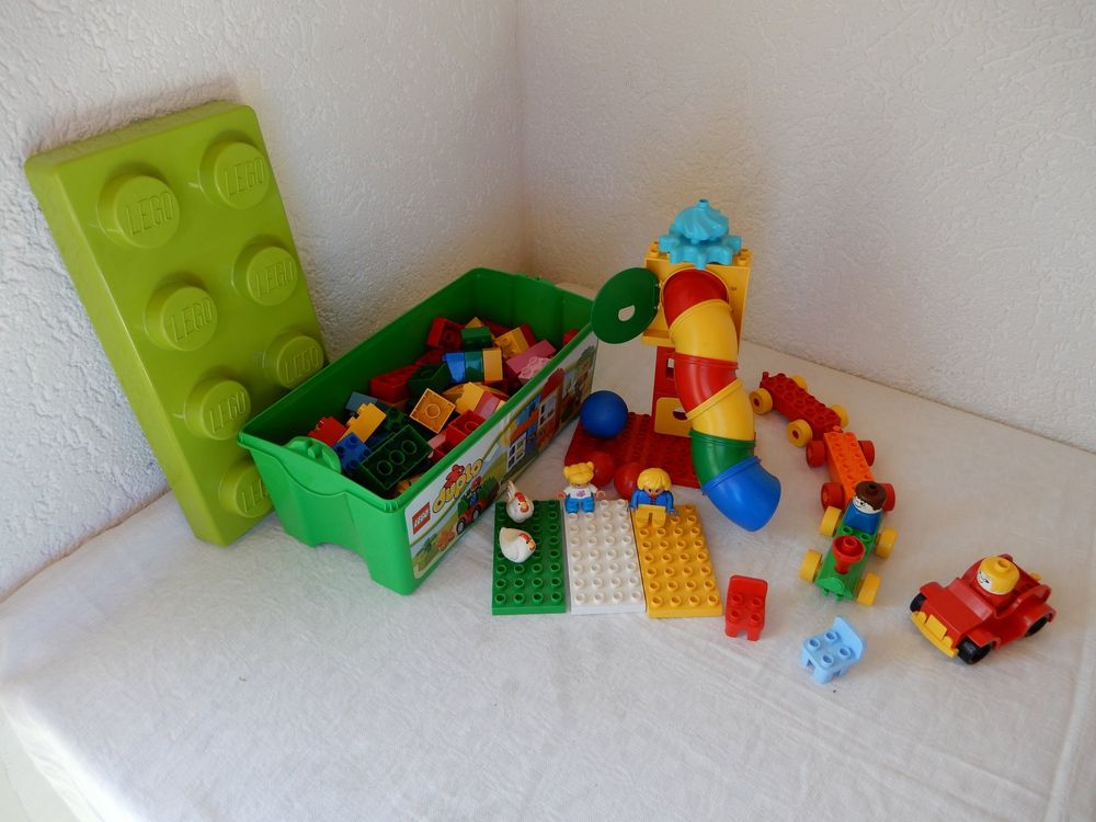 LEGO DUPLO Box mit 100 Steine + 4 kl. Platten, Rutsche und (Gebraucht ...