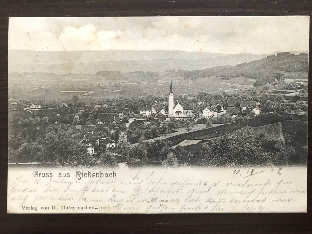 GRUSS AUS RICKENBACH LU Ortsansicht mit Kirche, 1902 (Gebraucht) in ...