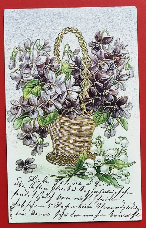 AK KORB VOLL BLUMEN KITSCHKARTE RÜTI HIRZEL SIHLBRUGG 1909 (Gebraucht) in Düdingen für CHF 2 ...