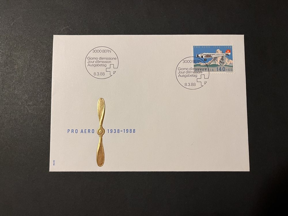1988 Flugpost 50 J. Stiftung Pro-Aero Ersttagsbrief ZNr. 49 (Gebraucht) in Rorschach für CHF 1 ...