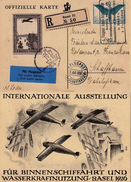 1926 R - Flugpostkarte Basel mit Vignette | Kaufen auf Ricardo