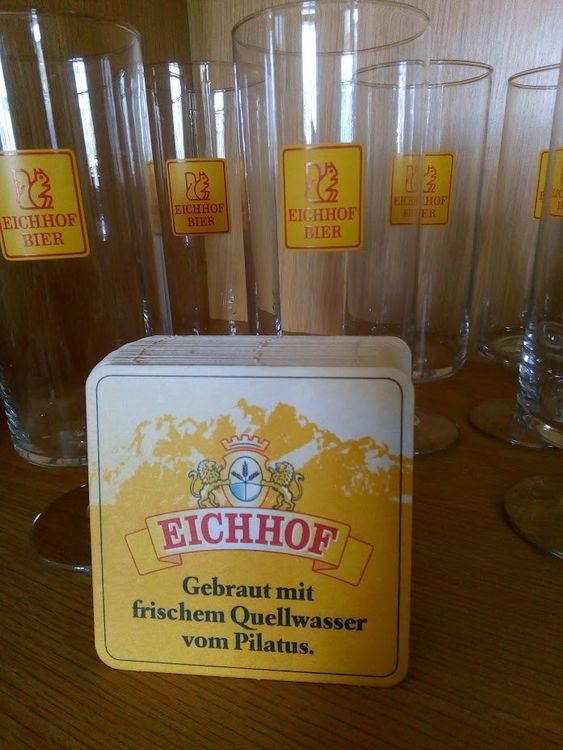 Eichhof Bier - Gläser mit Fuss und Bierdeckel (Gebraucht) in für CHF 10 – mit Lieferung auf ...