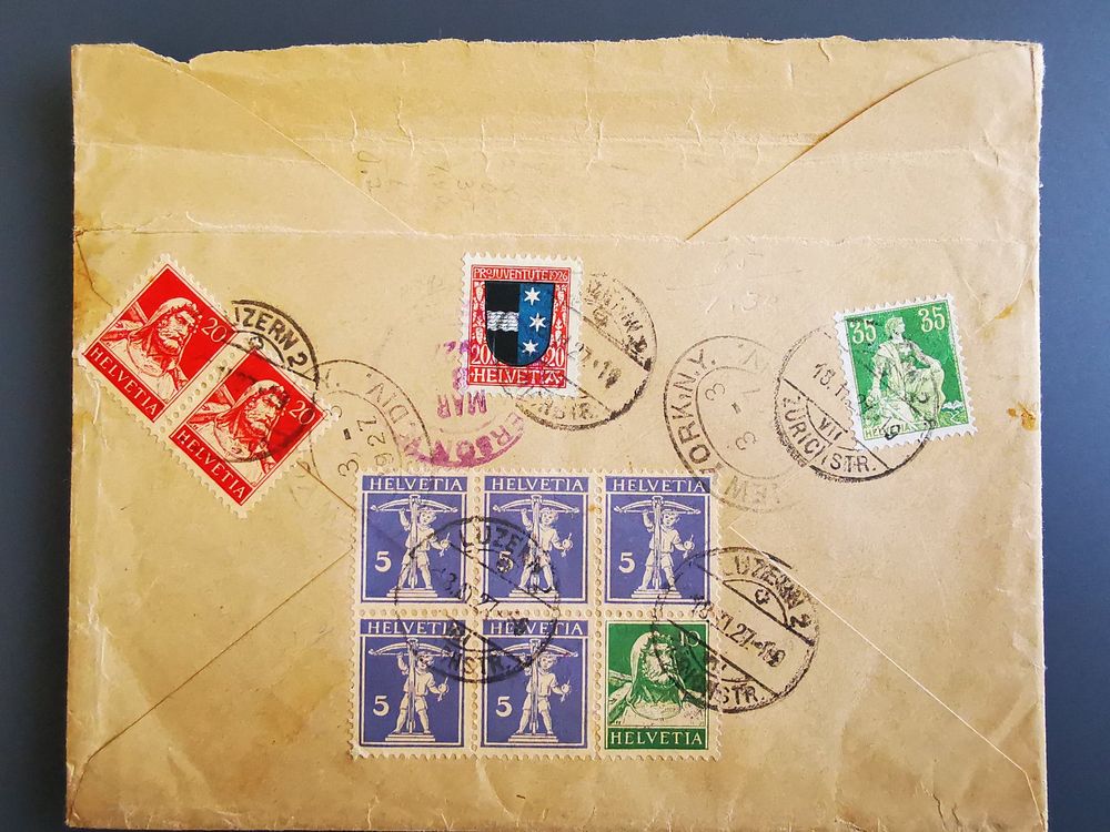 BRIEF EUGEN SEKULA MEHRFACH FRANKATUR 1927 LUZERN-USA (Gebraucht) in ...