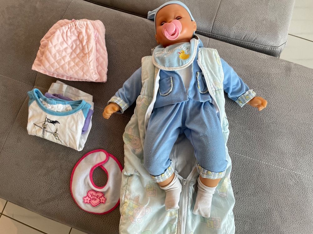 Puppe, Körper ist weich aus Stoff mit Schlafsack | Kaufen auf Ricardo