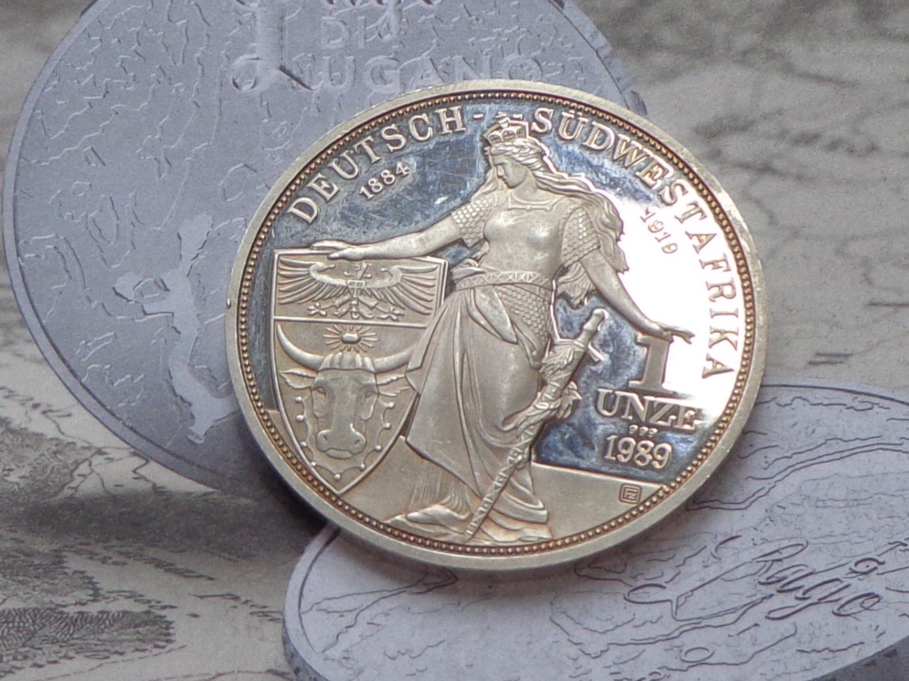 Namibie 1 unze 1989 Ag.999 Deutsch SudwestAfrika HYPER RARE (Gebraucht ...