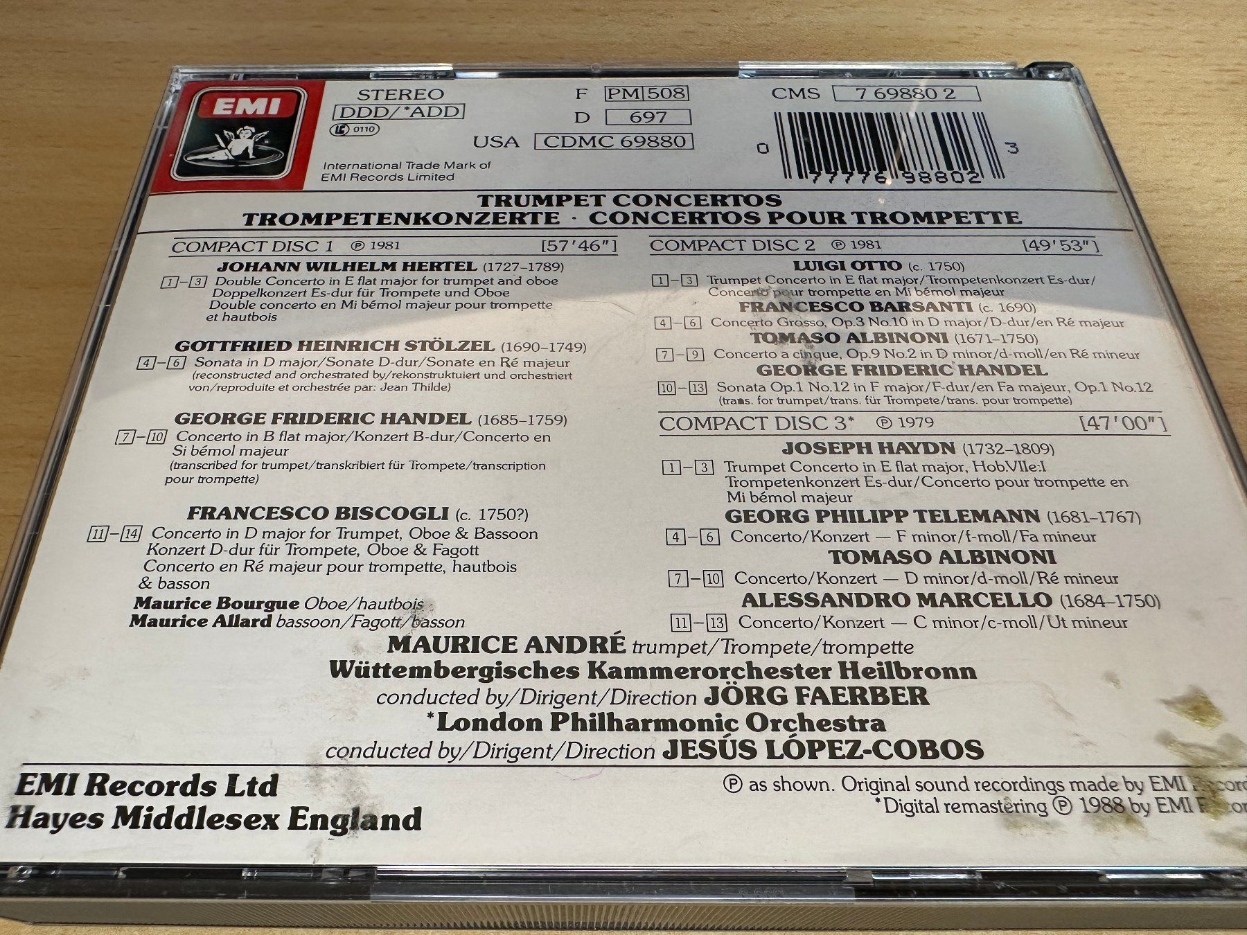 André Albinoni Handel Haydn Telemann Trompetenkonzerte 3 CD (Gebraucht ...