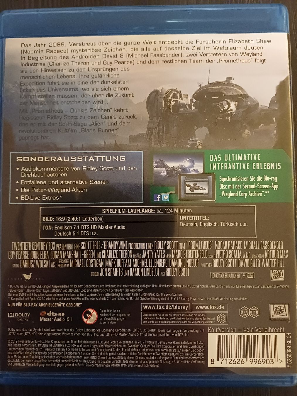 "Prometheus - Dunkle Zeichen" auf Blu-ray / Top Zustand (Neu (gemäss ...