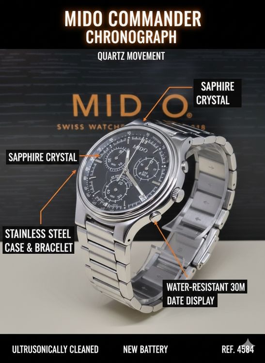Mido Commander Chronograph - Top Zustand - mit Box (Gebraucht) in ...