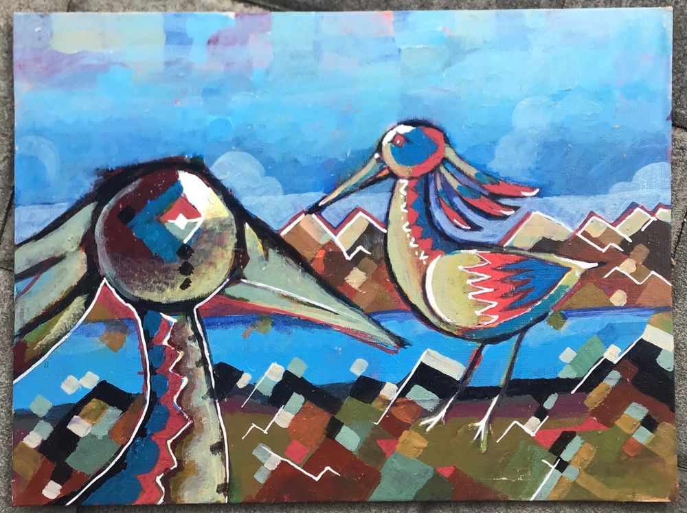 Abstrakte Naive Gemälde von Vogel Verso Beschriftet | Kaufen auf Ricardo