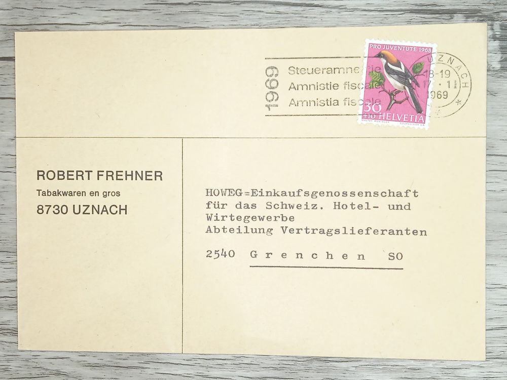 TR17 Enveloppe + Timbre Suisse 1969 (Gebraucht) in Cousset für CHF 0.65 – mit Lieferung auf ...