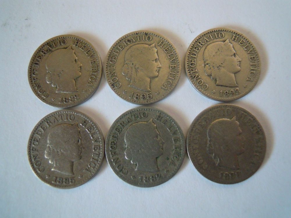 6 x 5 Rp. uralt alle 18.. (Gebraucht) in Kriegstetten für CHF 3.4 – mit Lieferung auf Ricardo kaufen